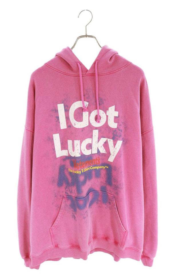 ヴェトモン サイズ:M  22AW  UA53HD440P ロゴプリントダメージ加工パーカー 中古 SB01