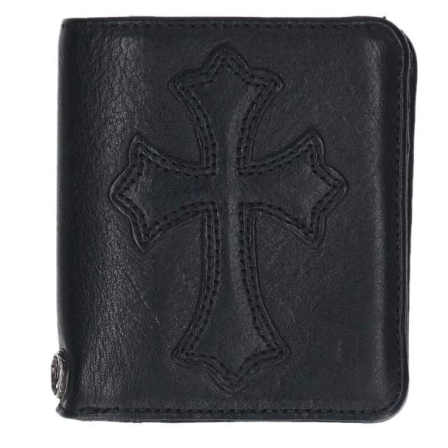 クロムハーツ   DR DIGIACOMO ディジャコモ クロスパッチグロメット付きレザー二つ折り財布 中古 NO05