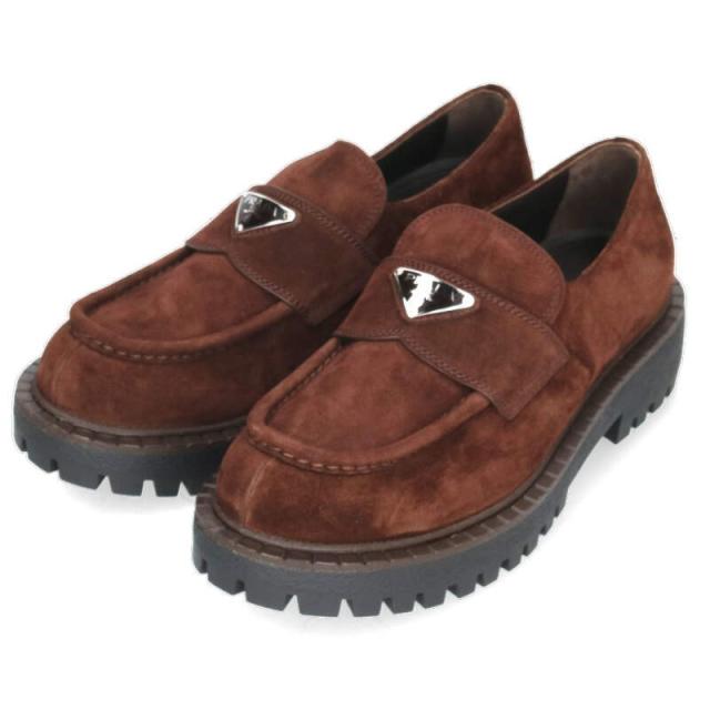 プラダ サイズ:7  2DE151 トライアングルスエードローファー 新古品 SB01