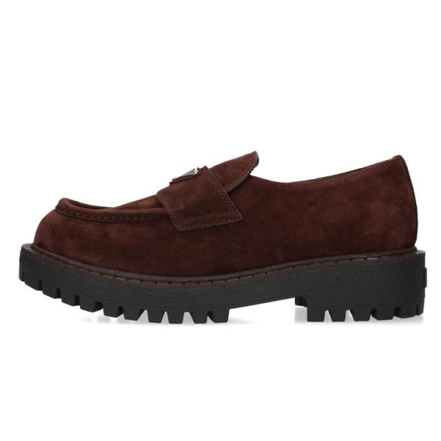 プラダ サイズ:7.5  2DE151 トライアングルスエードローファー 新古品 SS13