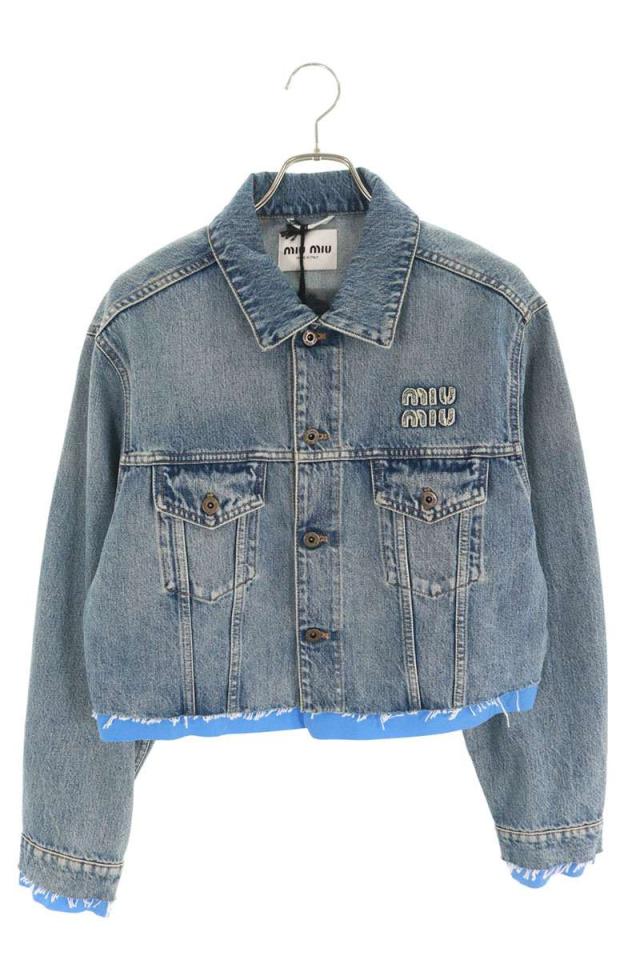 ミュウミュウ サイズ:42  GWB247 デニムポプリントラッカーデニムジャケット 新古品 SB01