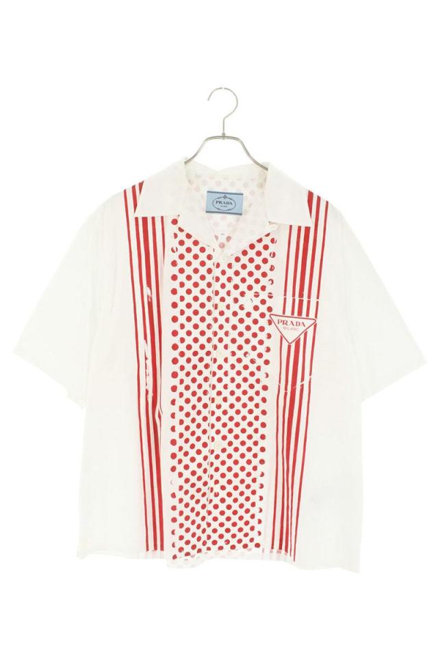プラダ サイズ:L  UCS339 トライアングルロゴプリント半袖シャツ 中古 BS99