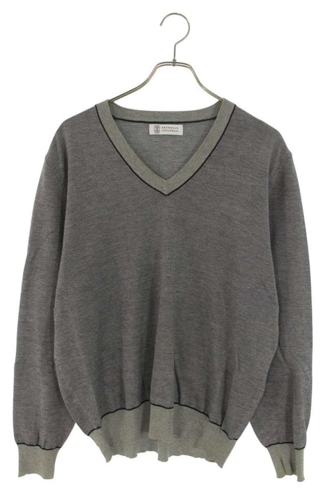 ブルネロクチネリ サイズ:50 リブカラー切り替えVネックニット 中古 BS99