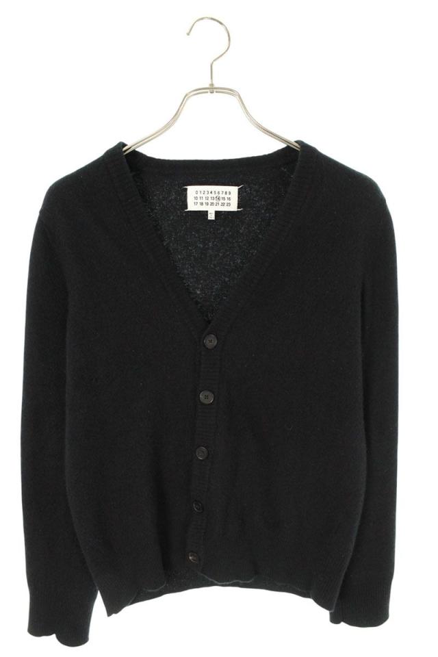 メゾンマルジェラ サイズ:M  22AW  S30HA0908 レザーエルボーパッチウールニットカーディガン 中古 OM10