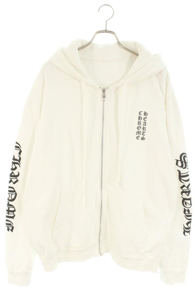 クロムハーツ サイズ:XL  SWTSHRT HD ZIP 袖ロゴプリントジップアップパーカー 中古 NO05
