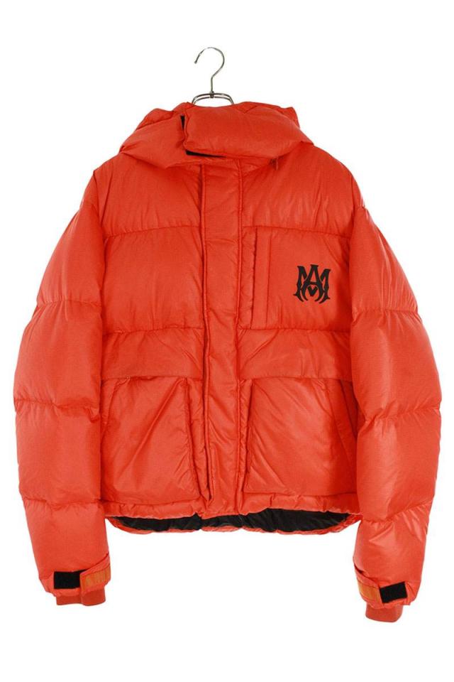 アミリ サイズ:L MAロゴプリント フード付きダウンジャケット 中古 SB01