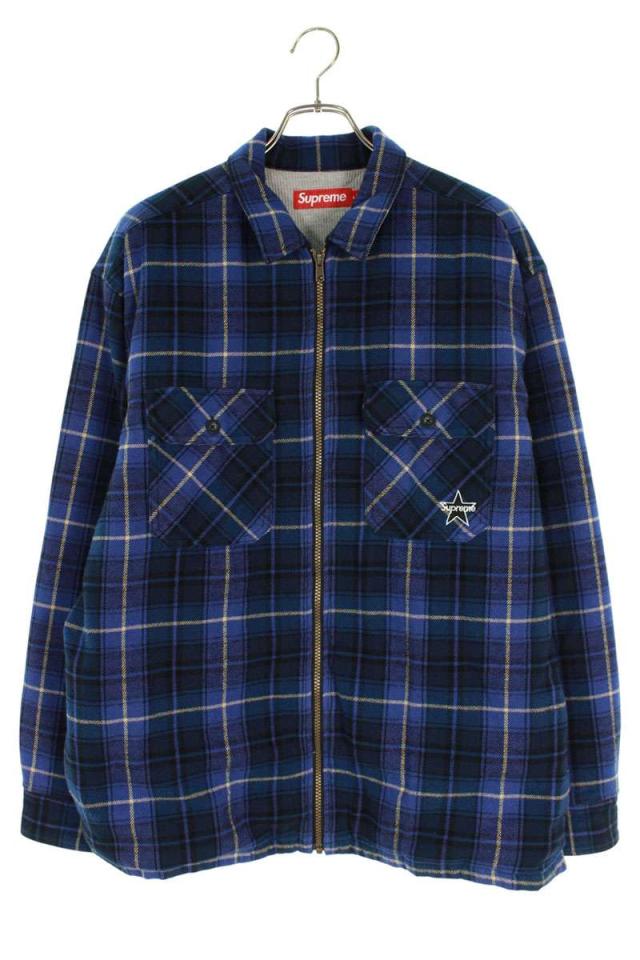 シュプリーム サイズ:L  25AW  Thermal Lined Zip Up Flannel Shirt チェック柄サーマルジップアップブルゾン 中古 SB01