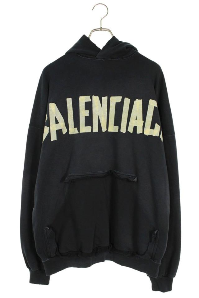 バレンシアガ サイズ:1  744190 TOVB1 テープタイプダメージ加工プルオーバーパーカー 中古 OM10
