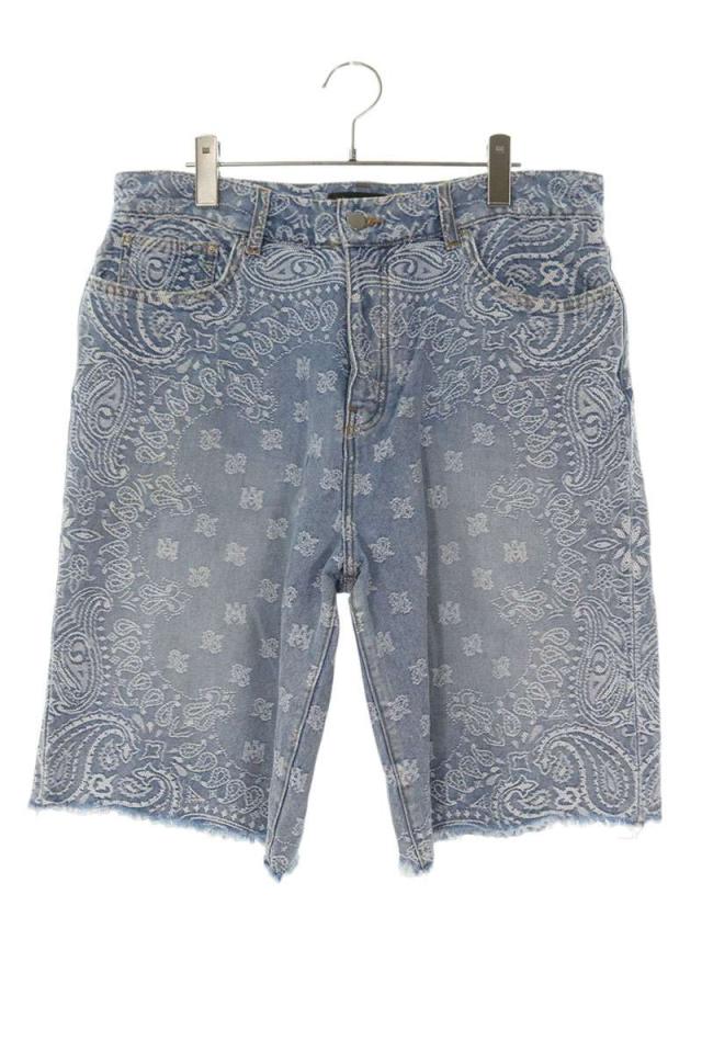 アミリ サイズ:33インチ MAペイズリー刺繍 カットオフ デニムハーフパンツ 中古 BS99