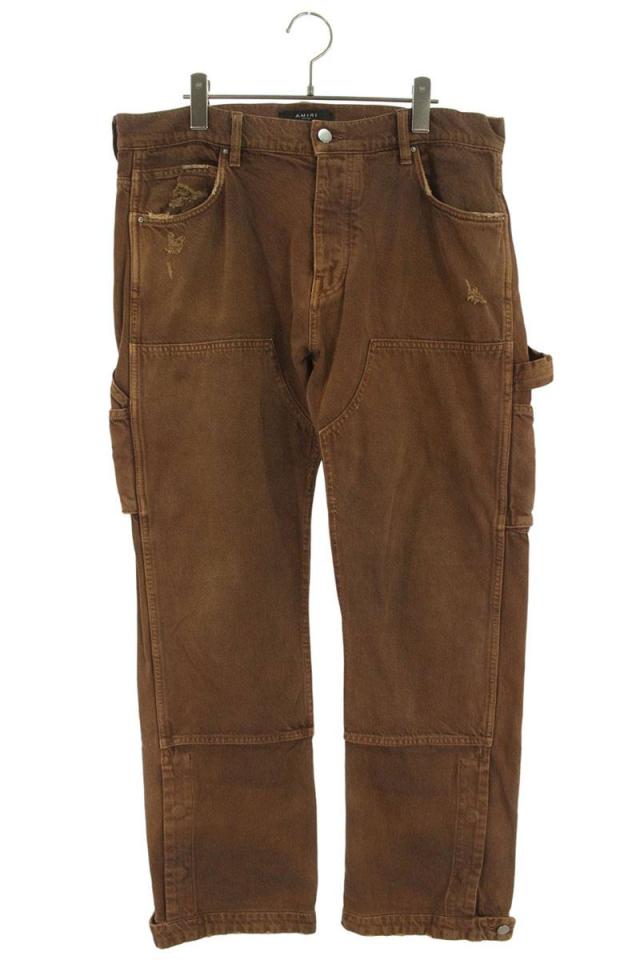 アミリ サイズ:33インチ ダメージ加工ダブルニー カーペンターデニムパンツ 中古 SB01