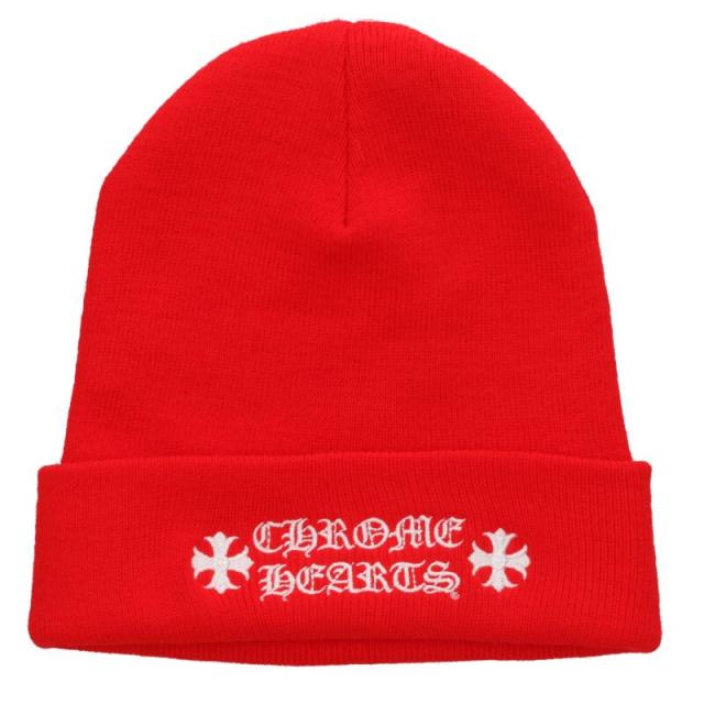 クロムハーツ   WOOL WATCH CAP ウールワッチキャップ ロゴ刺繍ビーニー帽子 中古 SJ02