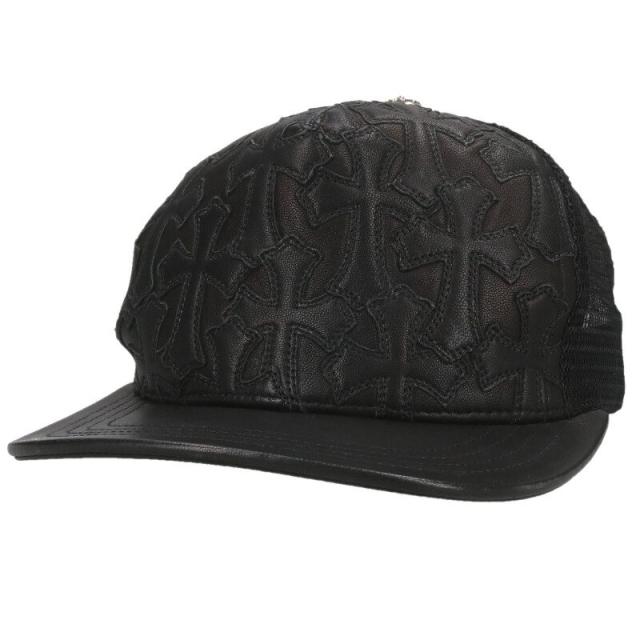 クロムハーツ   TRUCKER CAP トラッカーキャップ セメタリークロスパッチレザー帽子 中古 SJ02