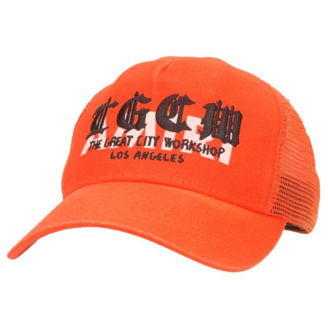 アミリ サイズ:56-62cm  T.G.C.W TRUCKER HAT 英字刺繍ロゴプリント メッシュ トラッカーキャップ 中古 FK04