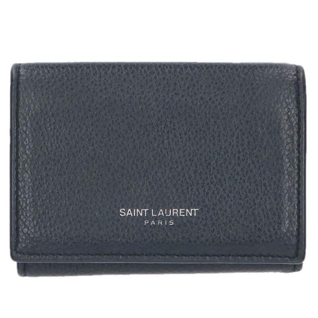 サンローランパリ   タイニーウォレット 459784 ロゴプリントレザー三つ折りコンパクト財布 中古 BS99