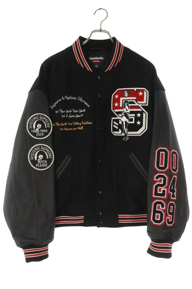 シュプリーム  ヒステリックグラマー サイズ:L  24AW  Varsity Jacket 袖レザーバーシティスタジャンブルゾン 中古 OM10