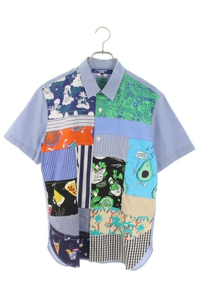 コムデギャルソンジュンヤワタナベマン サイズ:XS  WM-B024 パッチワーク半袖シャツ 中古 BS99