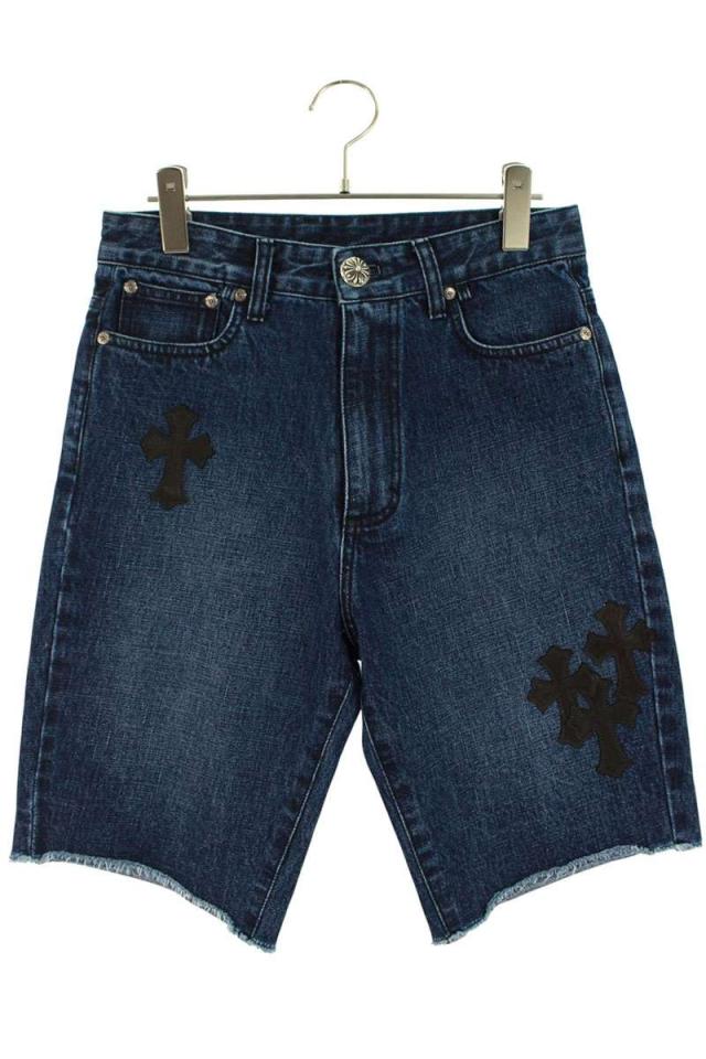 クロムハーツ サイズ:25インチ  SEGER クロスパッチ付きデニムハーフパンツ 中古 SJ02