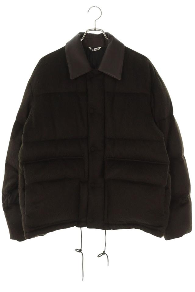 オーラリー サイズ:4  25AW  BABY CAMEL FLANNEL DOWN BLOUSON A25AB02BF レザー切り替えフランネルダウンジャケット 中古 BS99
