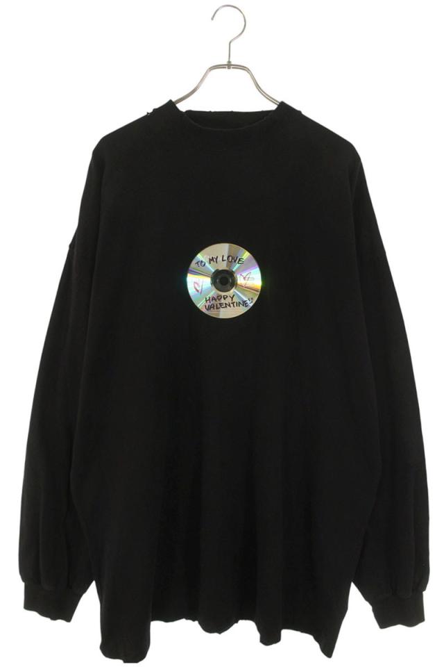 バレンシアガ サイズ:4  739027 TQVE4 St. Valentin CD To My Love L S T-shirt ダメージ加工長袖カットソー 中古 BS99