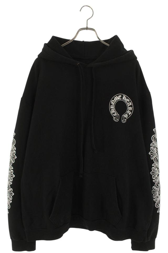 クロムハーツ サイズ:XXL  SWTSHRT PLV 袖フローラルバックホースシュープリントプルオーバーパーカー 中古 SS07