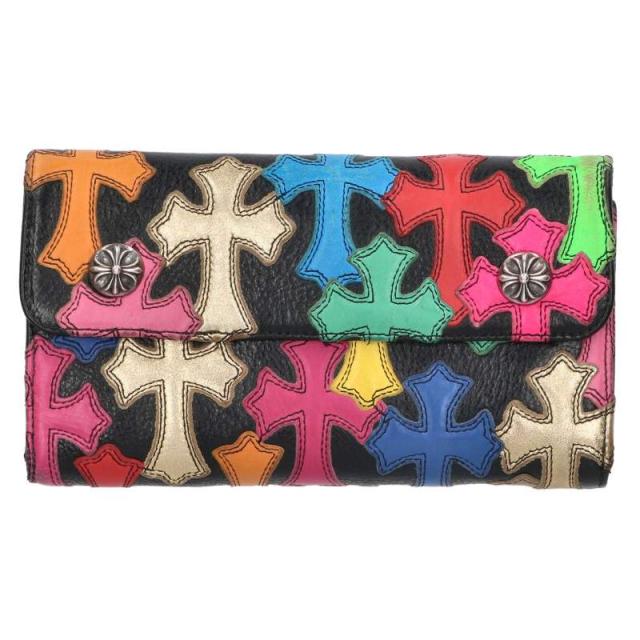 クロムハーツ   WAVE CROSS PATCH ウェーブ マルチクロスパッチ付クロスボールボタンレザー財布 中古 OK15
