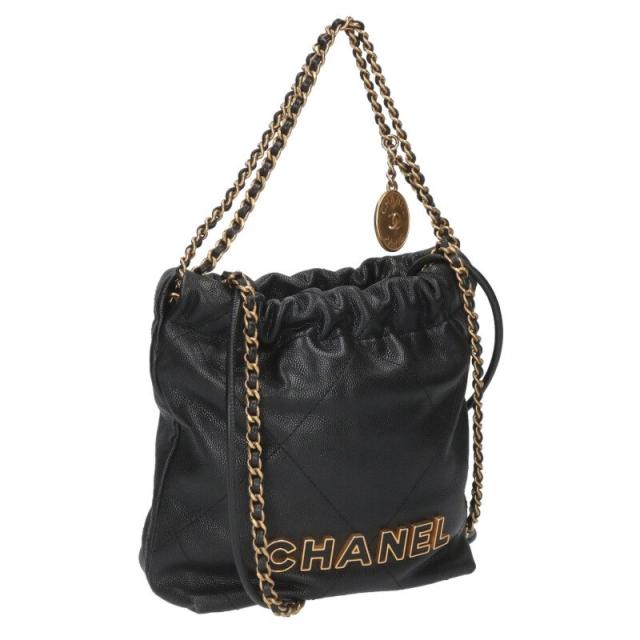 シャネル サイズ:MINI  シャネル22ミニ カットアウトロゴキャビアスキンチェーンレザーショルダーバッグ 中古 GZ14