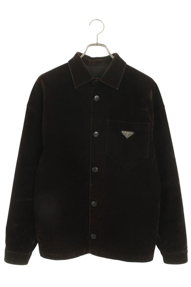 プラダ サイズ:S  SC657 ベルベッドロゴプレートシャツブルゾン 中古 SB01