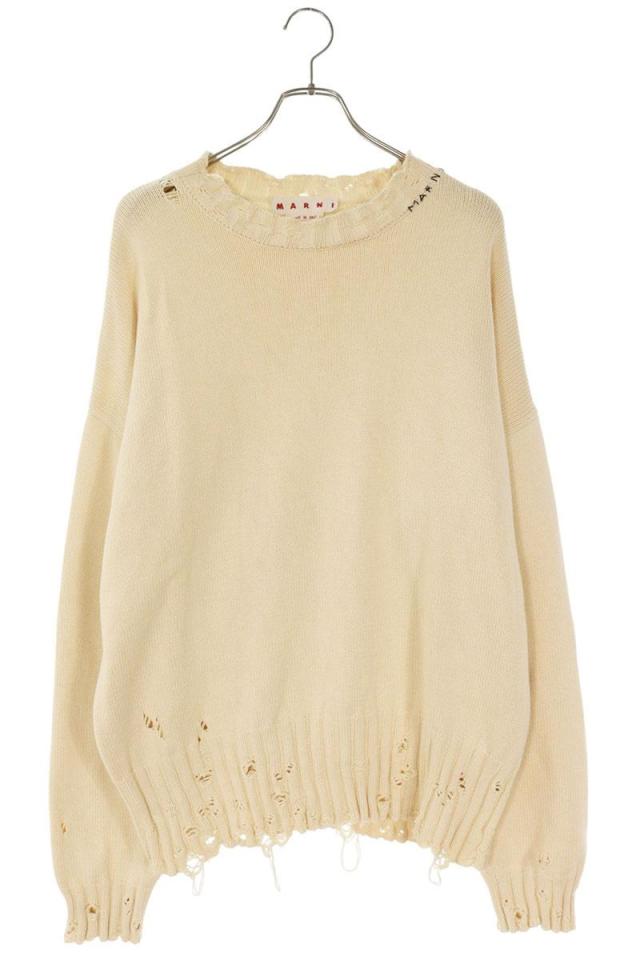 マルニ サイズ:52  22AW  GCMG210A0 ネックロゴステッチダメージ加工ニット 中古 FK04