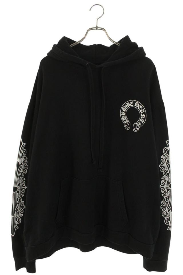 クロムハーツ サイズ:XXL  SWTSHRT PLV 袖フローラルバックホースシュープリントプルオーバーパーカー 中古 GZ11