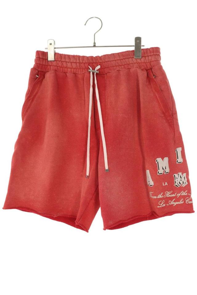 アミリ サイズ:M ダメージ加工ヴィンテージカレッジロゴスウェットハーフパンツ 中古 SB01