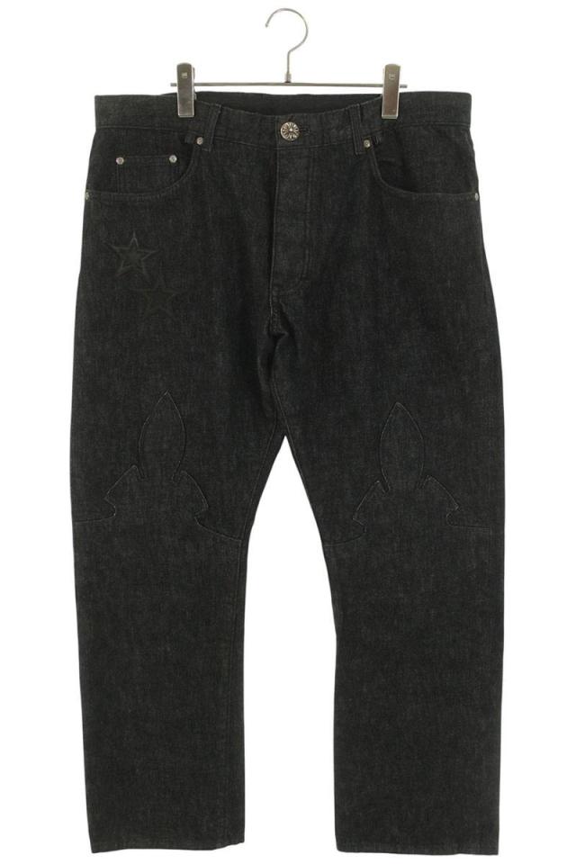 クロムハーツ サイズ:38インチ  JEAN SL FLEURKNEE スターパッチ付きデニムパンツ 中古 GZ11