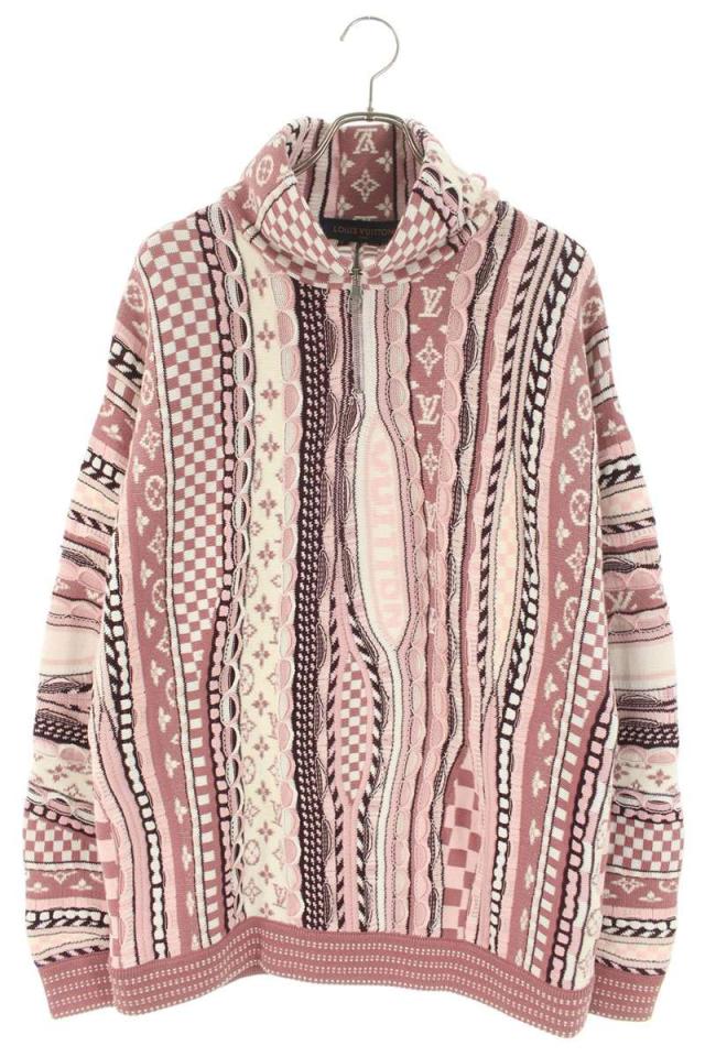 ルイヴィトン サイズ:XXL  RM252M SCW HTN64W マルチ総柄モノグラムハーフジッププルオーバーニット 中古 SB01