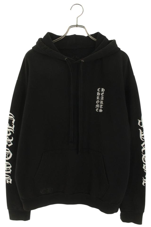 クロムハーツ サイズ:M  SWTSHRT PLVR 袖ロゴプリントプルオーバーパーカー 中古 SJ02