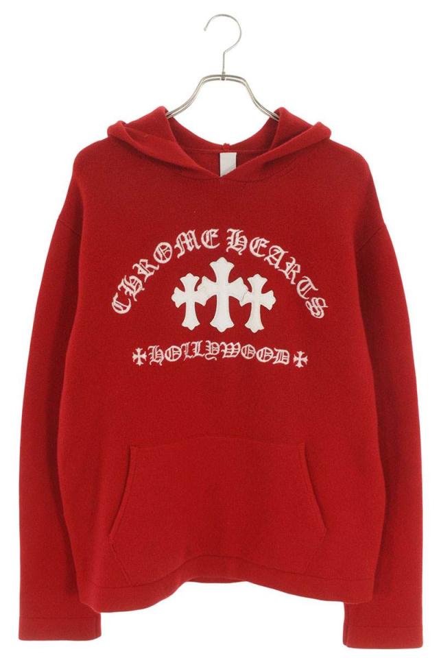 クロムハーツ サイズ:M  SAILIN ON HD PLVR CHSMR セメタリークロスカシミアニットプルオーバーパーカー 中古 SJ02