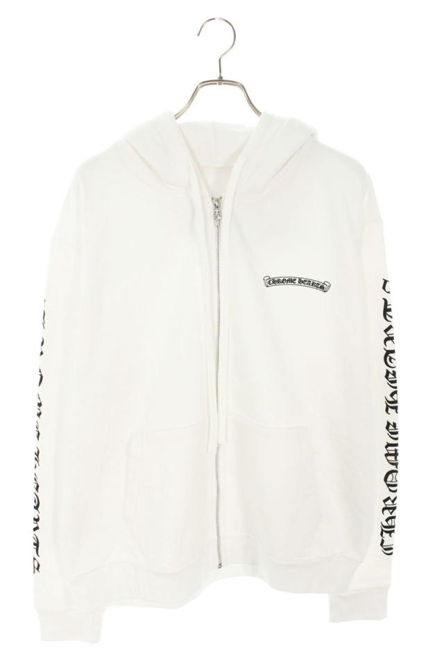 クロムハーツ サイズ:M  SWTSHRT HD ZIP バックスクロールラベルプリントジップアップパーカー 中古 OK15