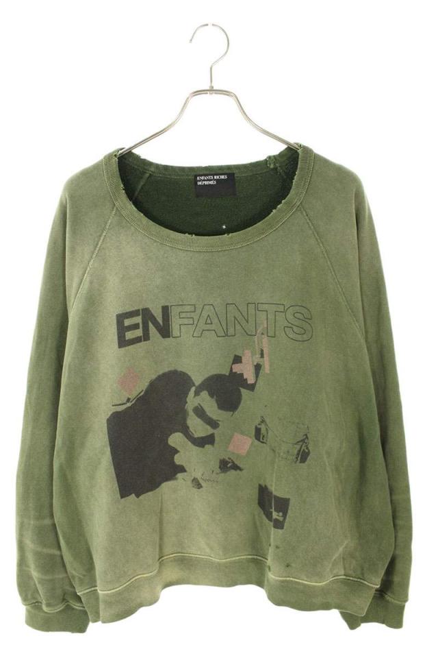 アンファンリッチデプリメ サイズ:XL  MY DEATH MY LIFE RAGLAN SWEATSHIRT ヴィンテージ加工プリントスウェット 中古 SS13