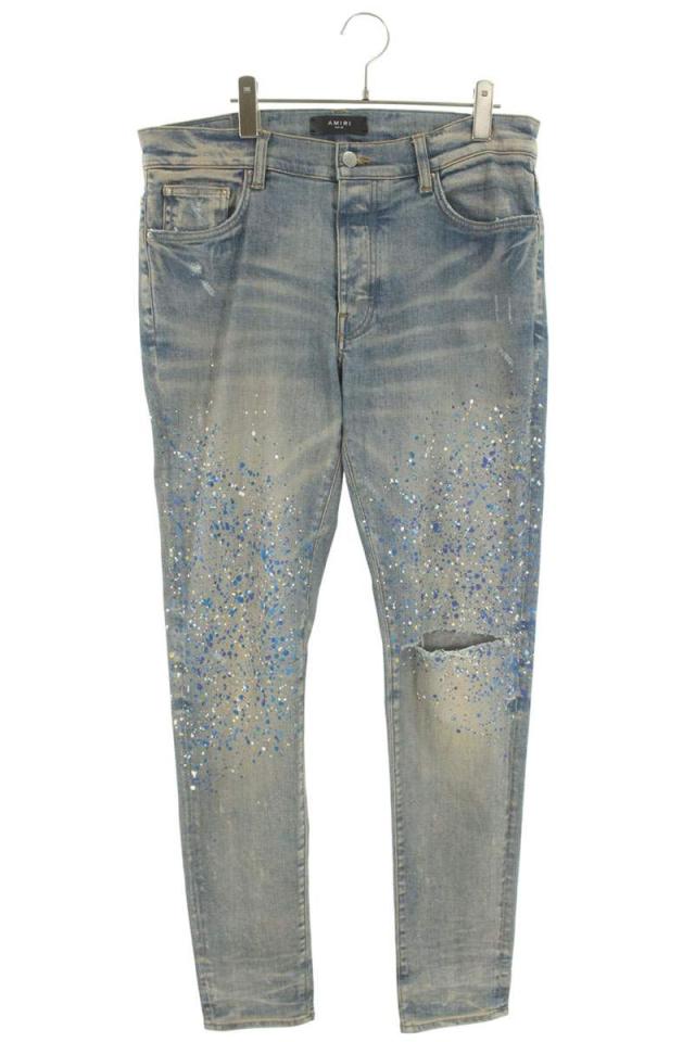 アミリ サイズ:34 クリスタルペイント加工スリムフィットデニムパンツ 中古 FK04