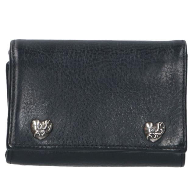 クロムハーツ   3FOLD 3フォールド ハートボタンレザーウォレット財布 中古 OS06