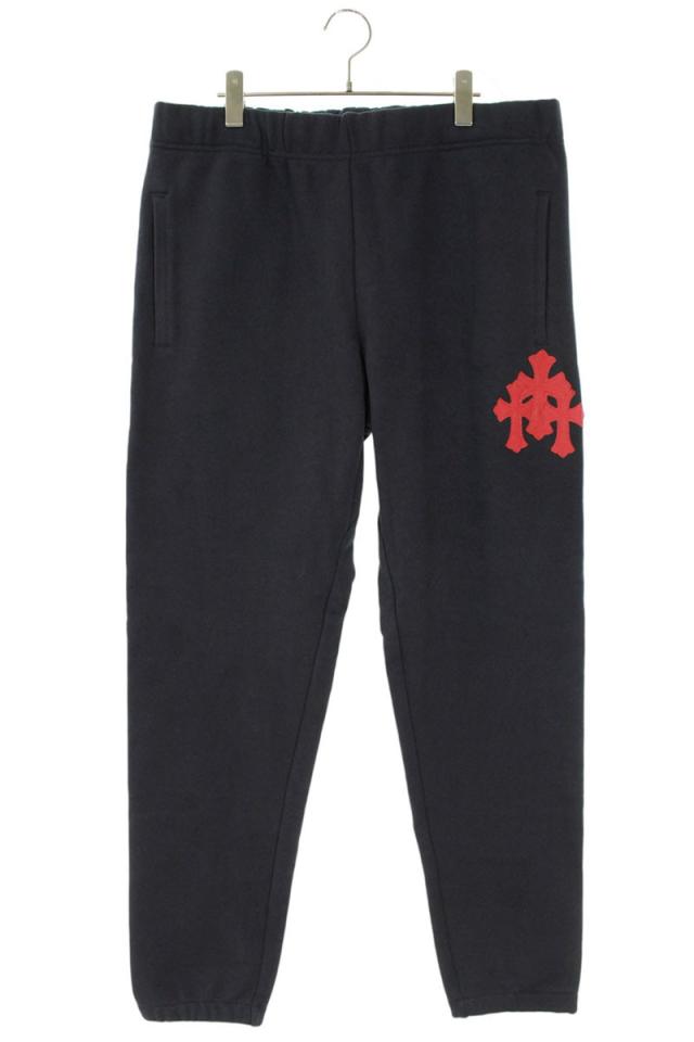 クロムハーツ サイズ:L  Y NOT  GYN U PAPER JAM セメタリーレザーパッチスウェットロングパンツ 中古 SJ02