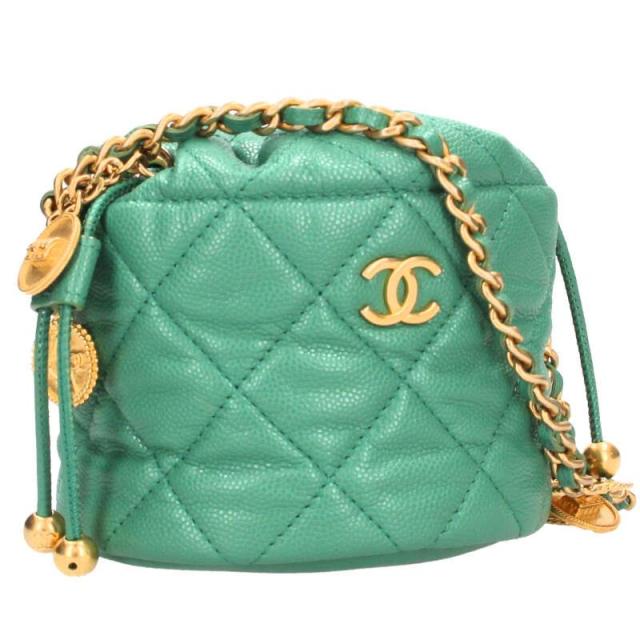 シャネル ココマークキャビアスキン巾着ショルダーバッグ 中古 SB01