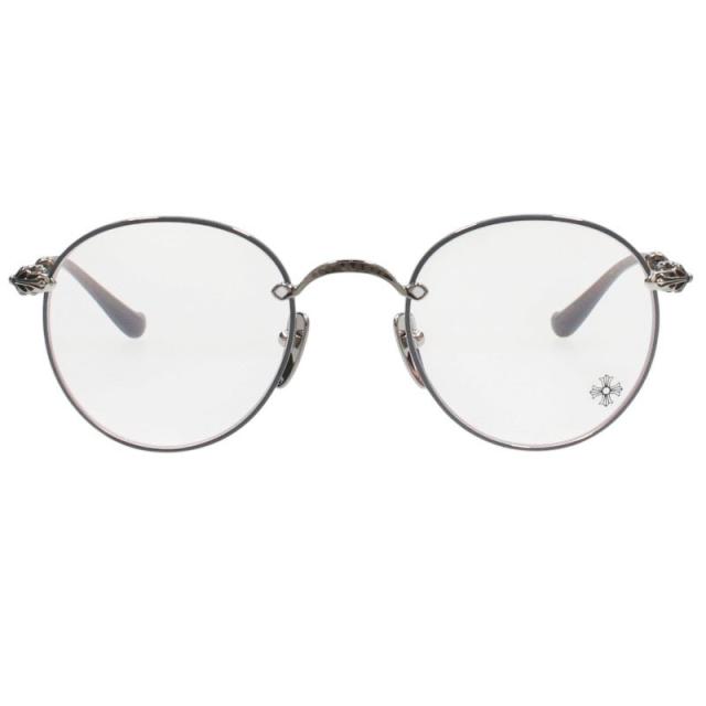 クロムハーツ サイズ:49□22  BUBBA-A クロステンプルメタルフレームラウンド眼鏡 中古 SJ02