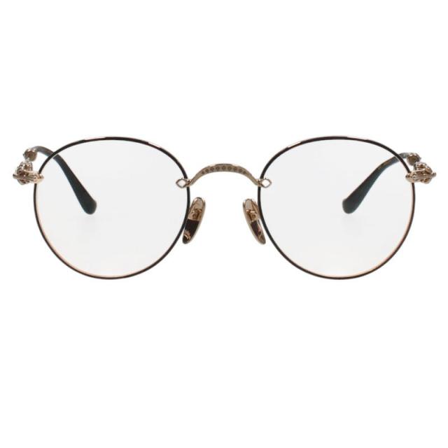 クロムハーツ サイズ:49□22-145  BUBBA-A クロステンプルメタルフレームラウンド眼鏡 中古 SJ02