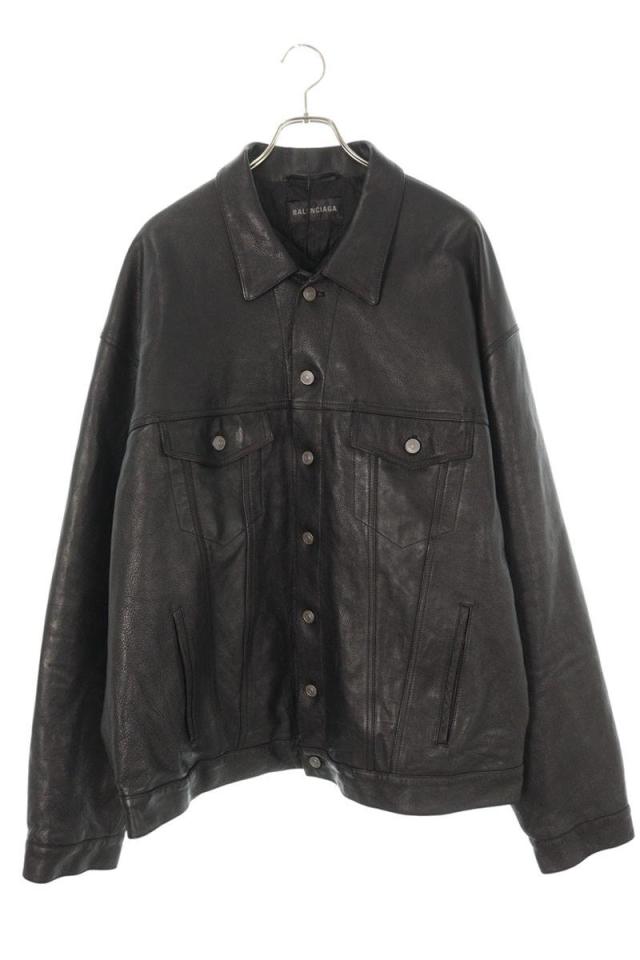 バレンシアガ サイズ:S  697776 TMS03 ボクシー トラッカーレザージャケット 中古 SB01