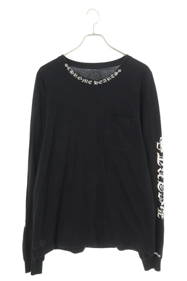 クロムハーツ  サイズ:L  CH T-SHRT 1 袖ロゴネックロゴ長袖カットソー 中古 FK04
