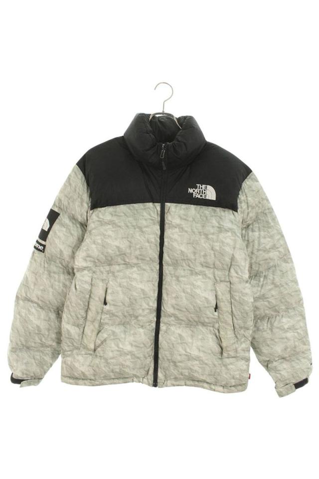 シュプリーム  ノースフェイス サイズ:M  19AW  Paper Print Nuptse Jacket ペーパープリントヌプシダウンジャケット 中古 OM10