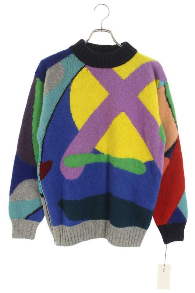 サカイ  カウズ サイズ:2  21AW  21-02579M サイドジップマルチカラーウールニット 中古 BS99