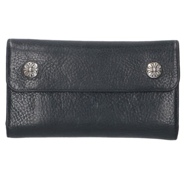 クロムハーツ   WAVE CROSS BALL ウェーブ クロスボールボタンレザーウォレット財布 中古 OK15