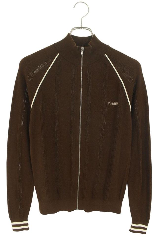 ミュウミュウ サイズ:40  25SS  MMF974 ロゴ刺繍ジップアップカーディガン 中古 SS13