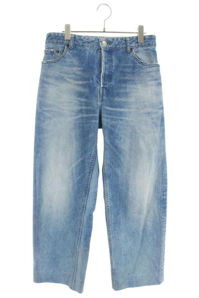 バレンシアガ サイズ:26インチ  600235 TCW03 ヴィンテージ加工クロップドワイドデニムパンツ 中古 BS99