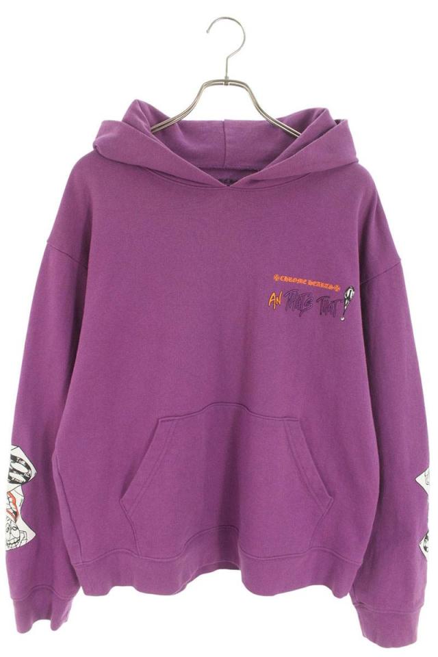 クロムハーツ サイズ:L  PPO I WANT MORE NOT LESS HD PLVR MATTY BOYプリントプルオーバーパーカー 中古 SJ02